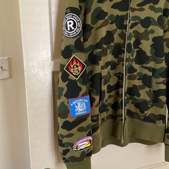 Bape | Sweaters | Bape Camo Hoodie With Patches Mens Xl | Poshmark